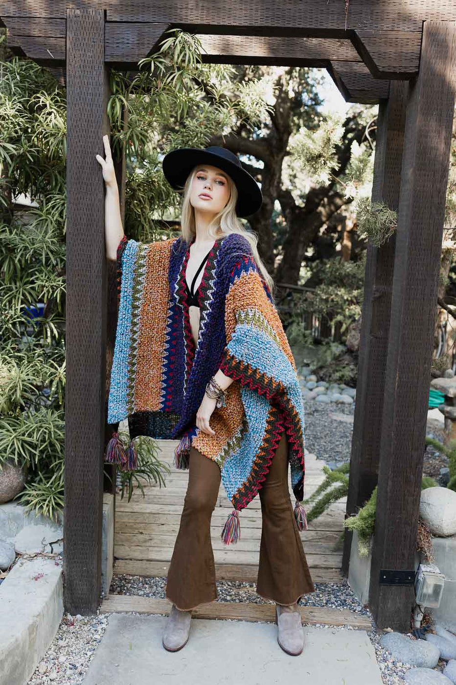 Crochet Patterned Ruana with Tassels - Leto Collection – Boho Clothing ...